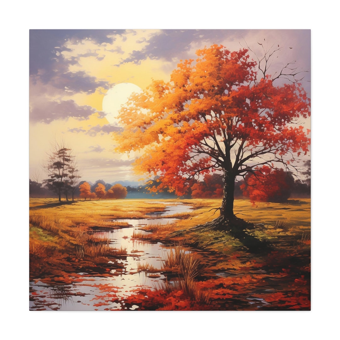 Autumn Landscape Painting - Fall Painting Wall Art Depicting Beautiful ...