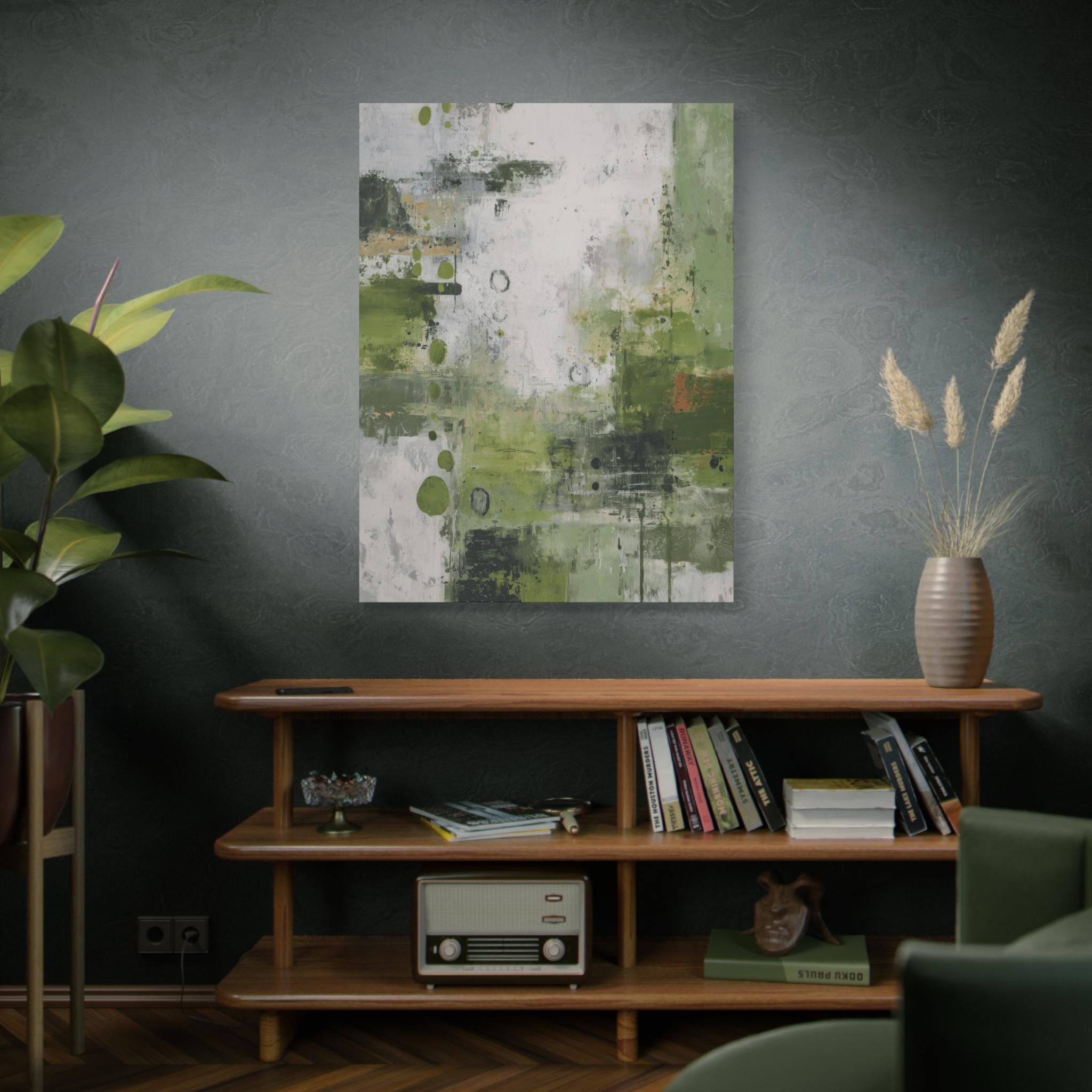 Olive Green Abstract Painting, Modern Textured Wall Art, Minimalist ...