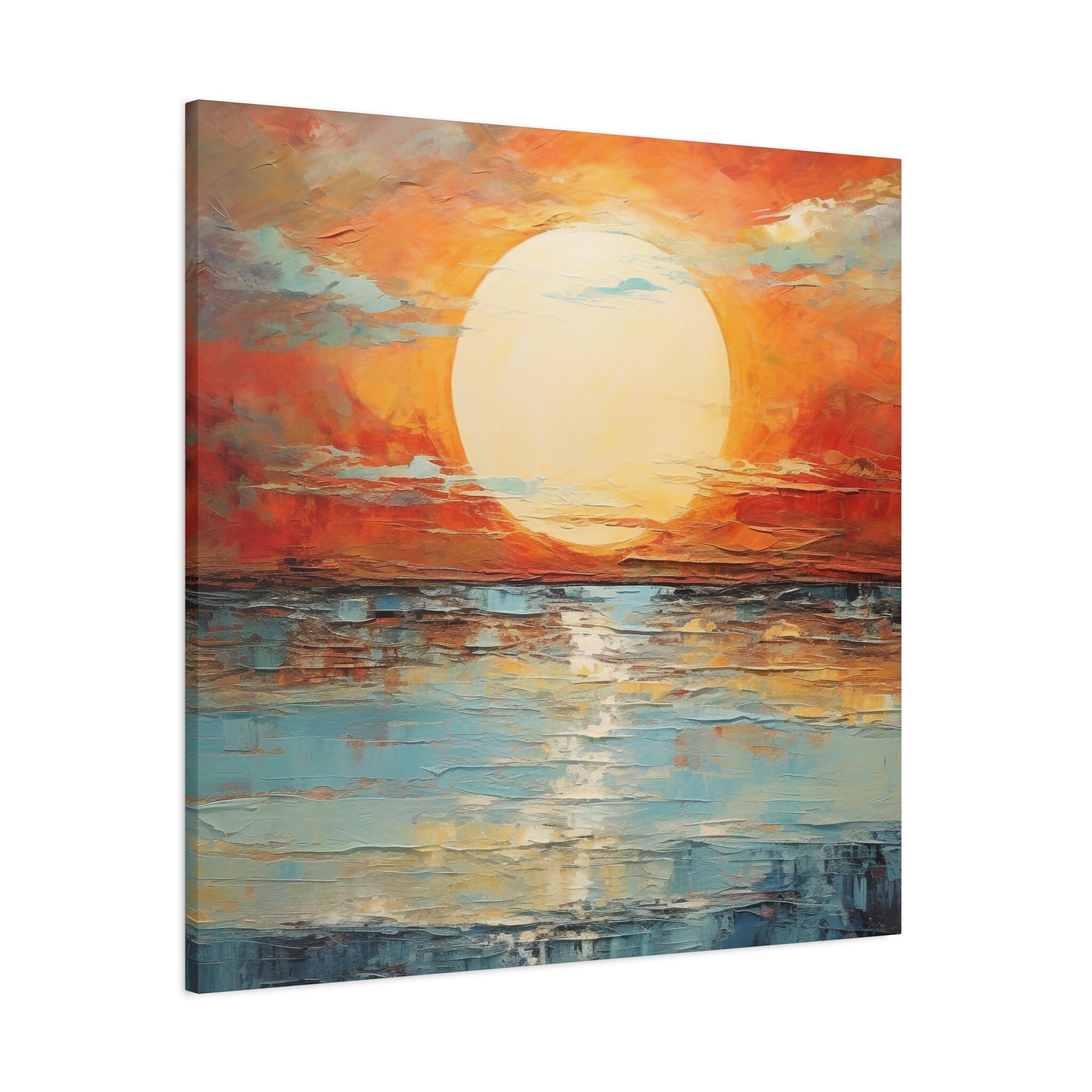 Sunset Painting - Abstract Painting of a Sunset on the Beach on Canvas ...
