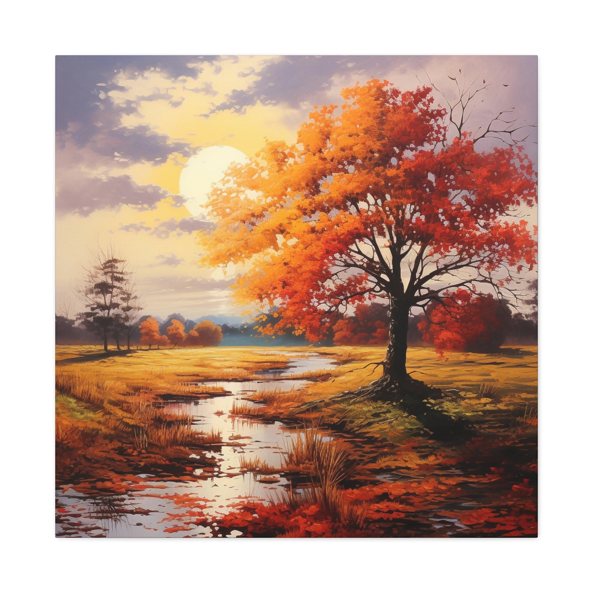 Autumn Landscape Painting Fall Painting Wall Art Depicting Beautiful ...