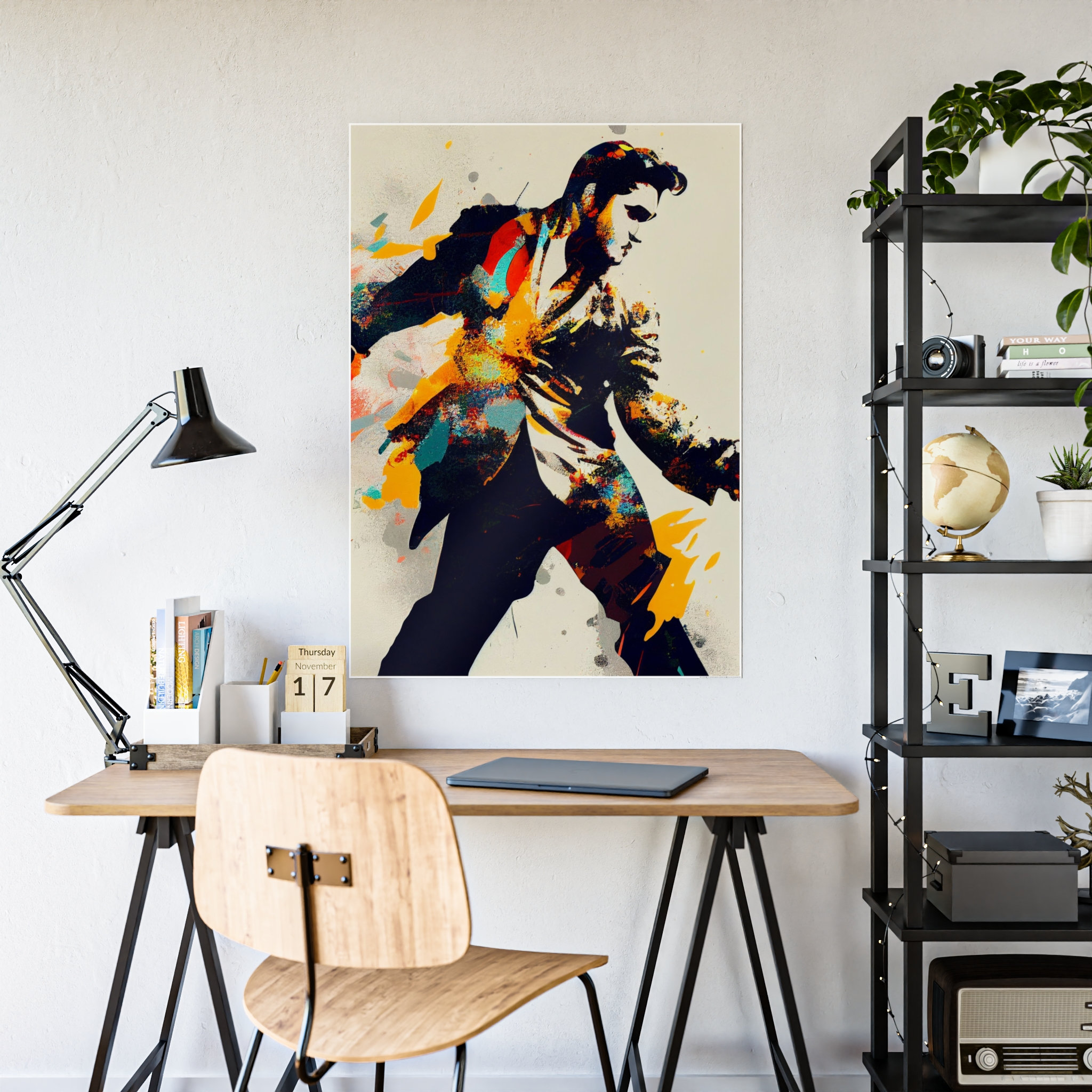 Elvis Poster - Abstract Wall Art Poster of Elvis Presley on Vertical ...