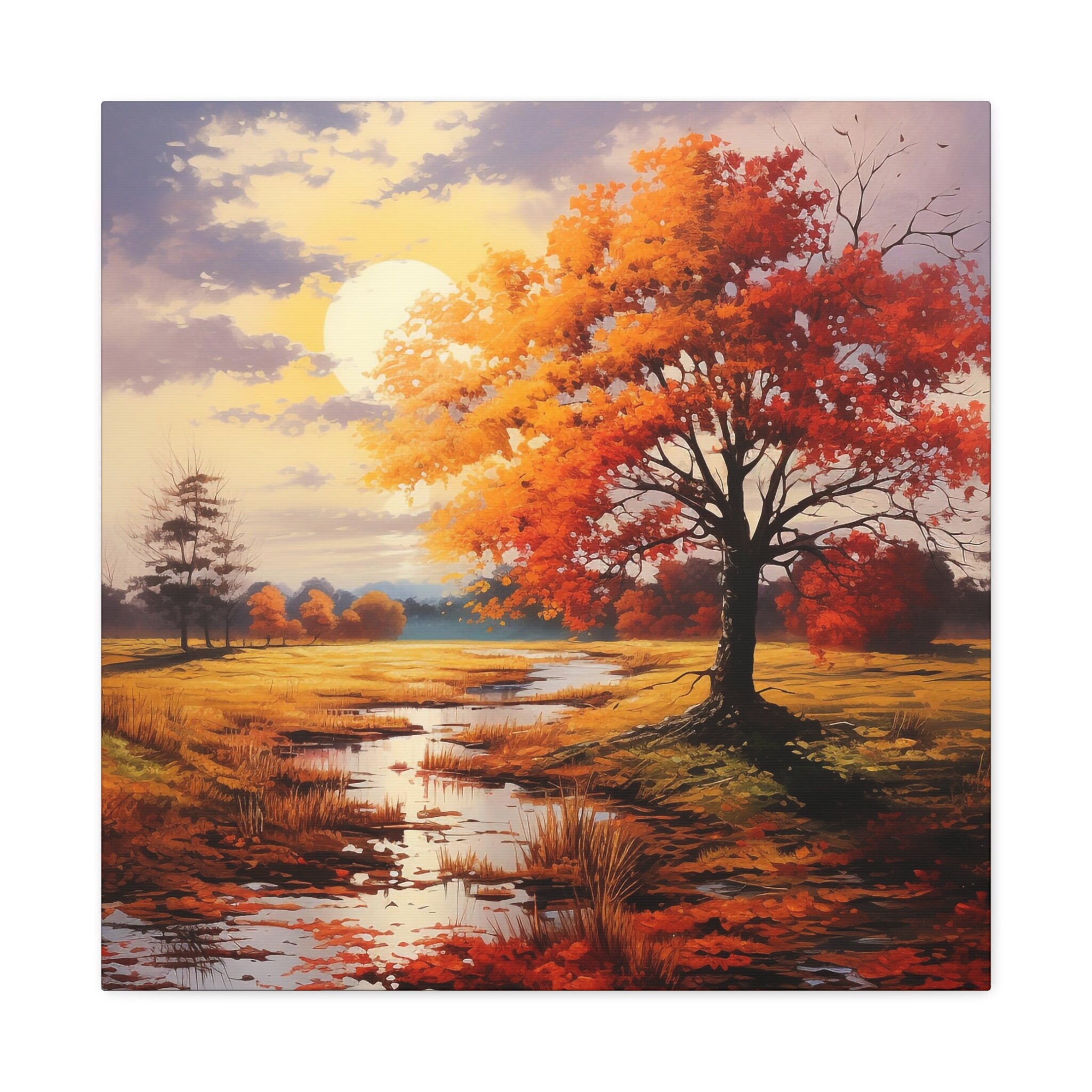 Autumn Landscape Painting - Fall Painting Wall Art Depicting Beautiful ...