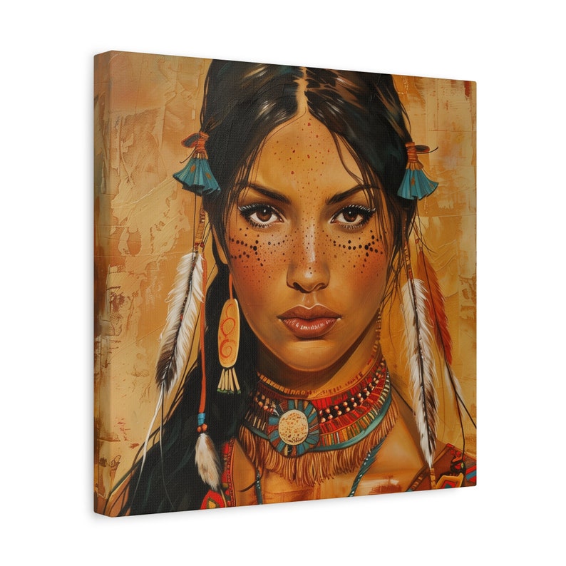 American Indian Woman Canvas Wall Art Colorful Art Native Indigenous ...