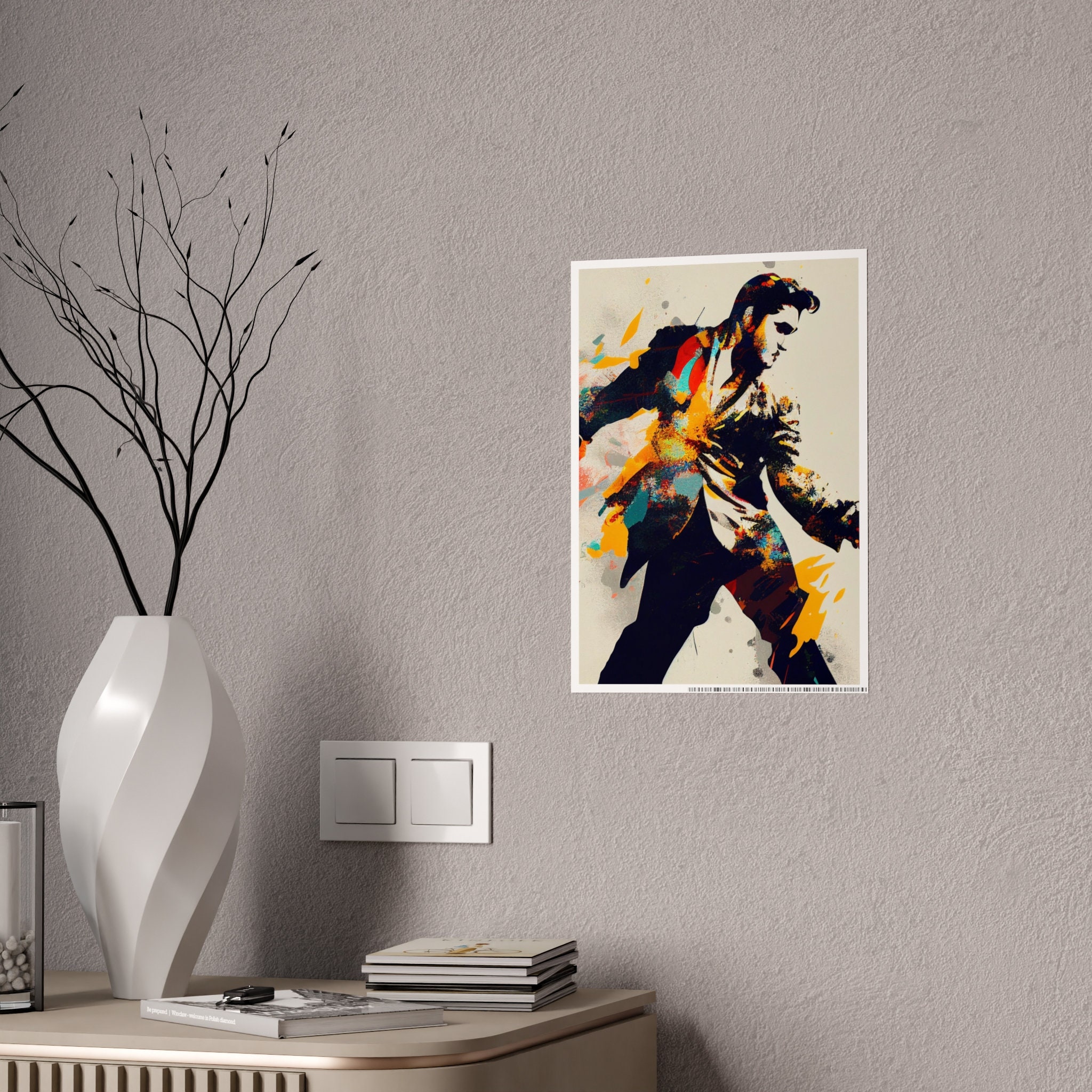 Elvis Poster Abstract Wall Art Poster of Elvis Presley on Vertical ...