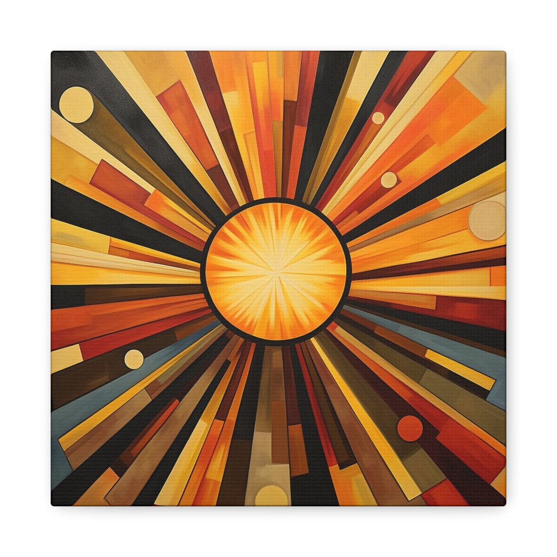 Sunburst Painting Art Deco Style Painting of Sunburst on Square Canvas ...