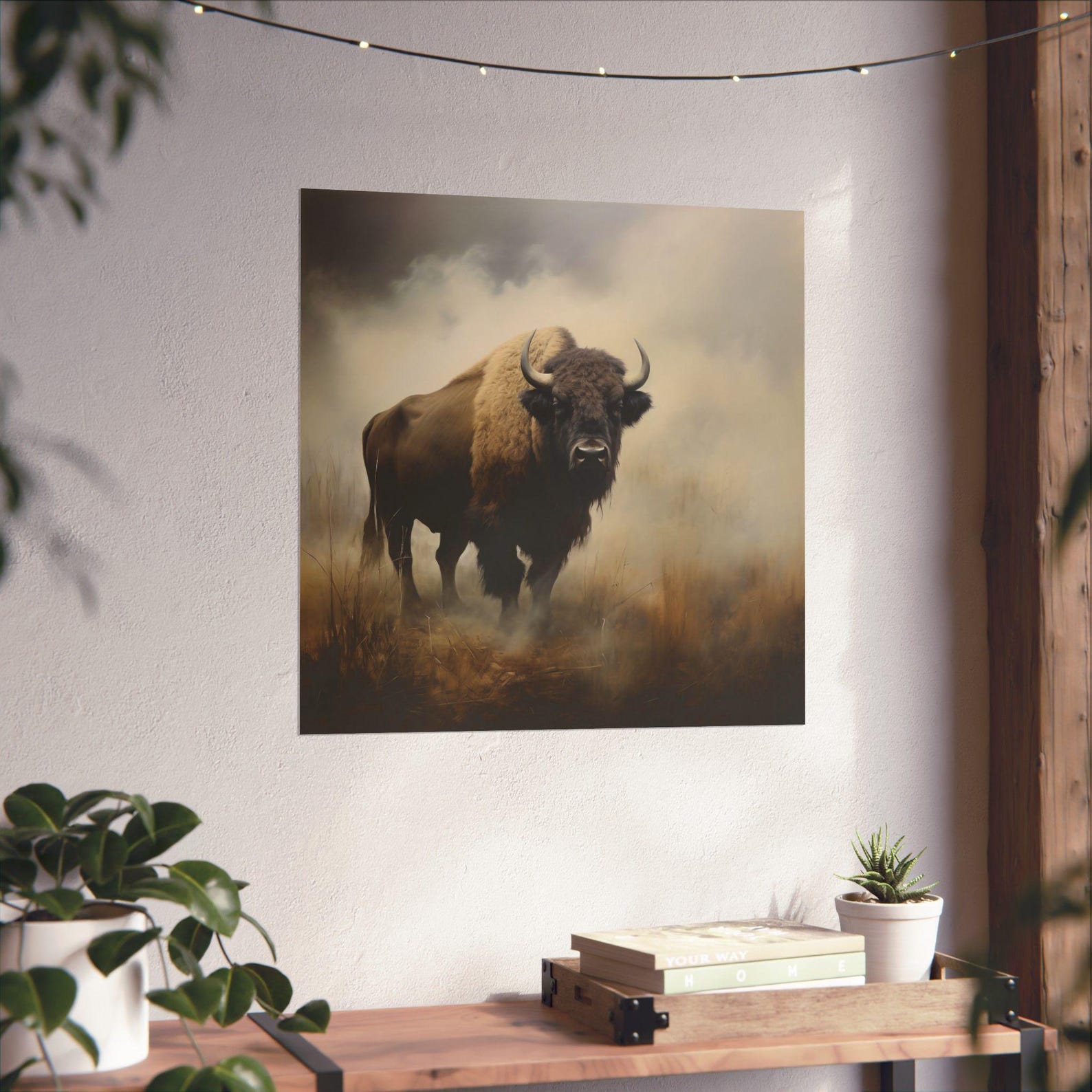 Buffalo Painting Poster - Buffalo Wall Art, Poster of Buffalo on Misty ...