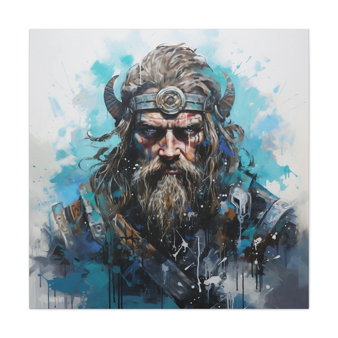 Viking Painting - Abstract Viking Wall Art, Painting of Single Viking ...