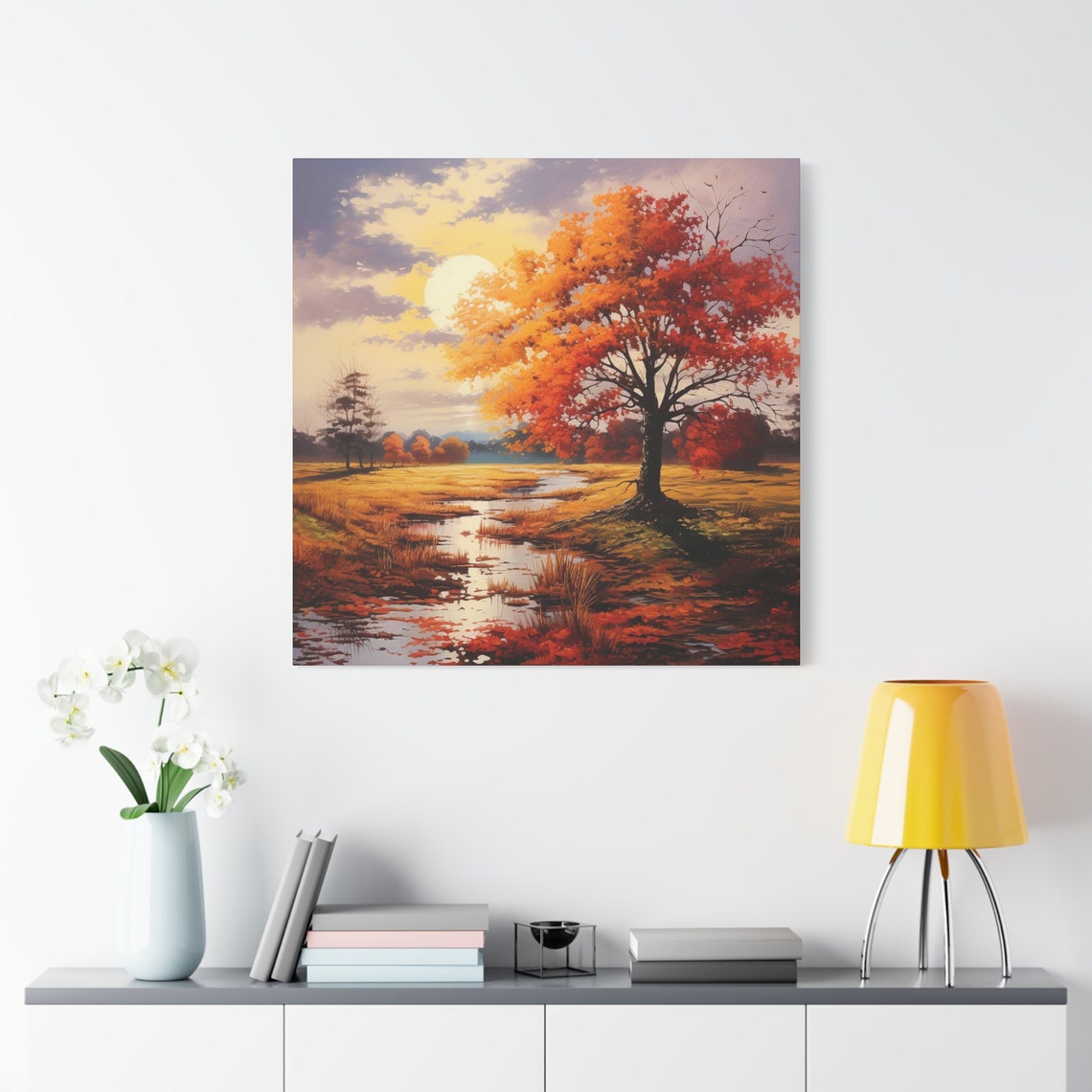 Autumn Landscape Painting - Fall Painting Wall Art Depicting Beautiful ...