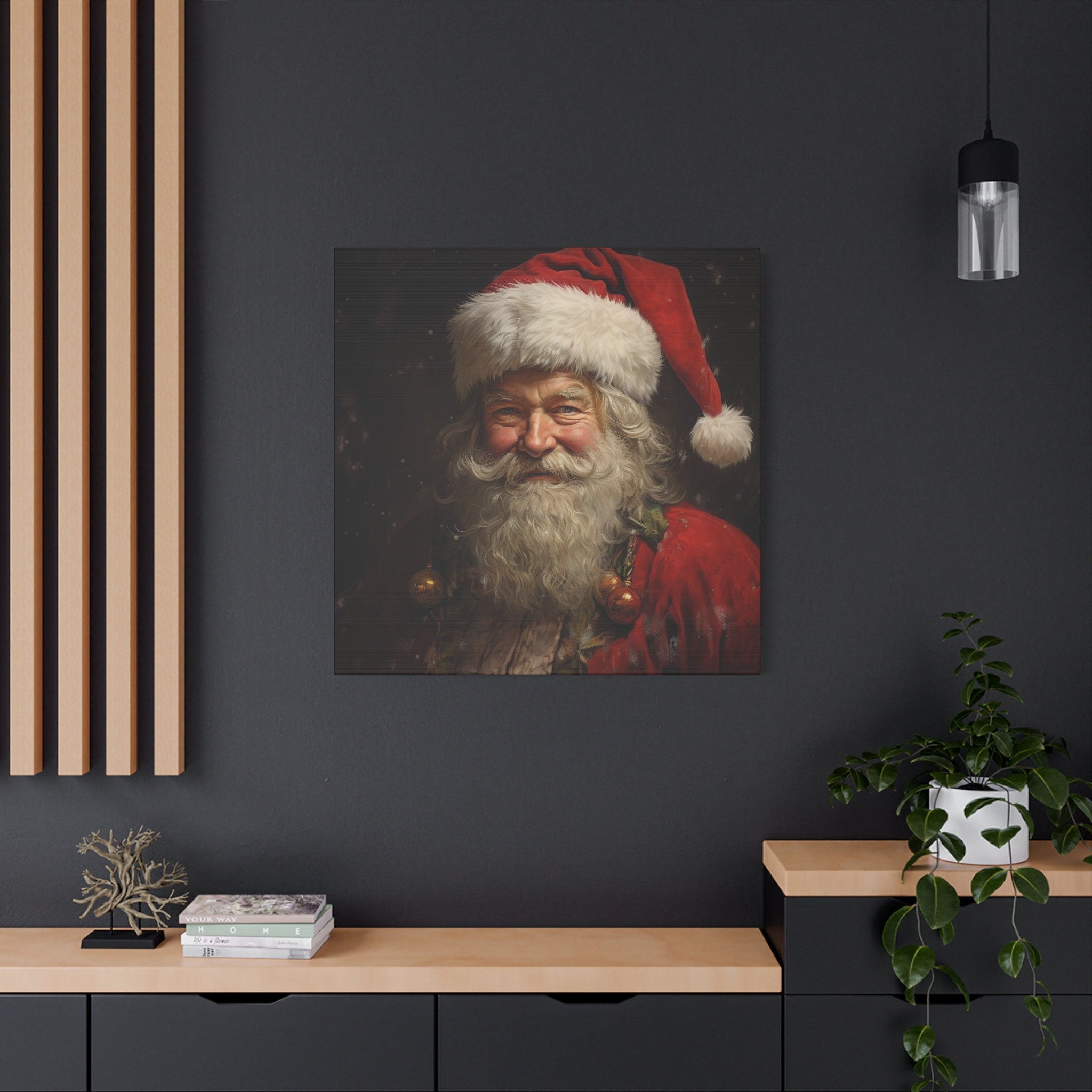 Father Christmas Canvas Wall Art Print Timeless Portrait of Santa Claus ...
