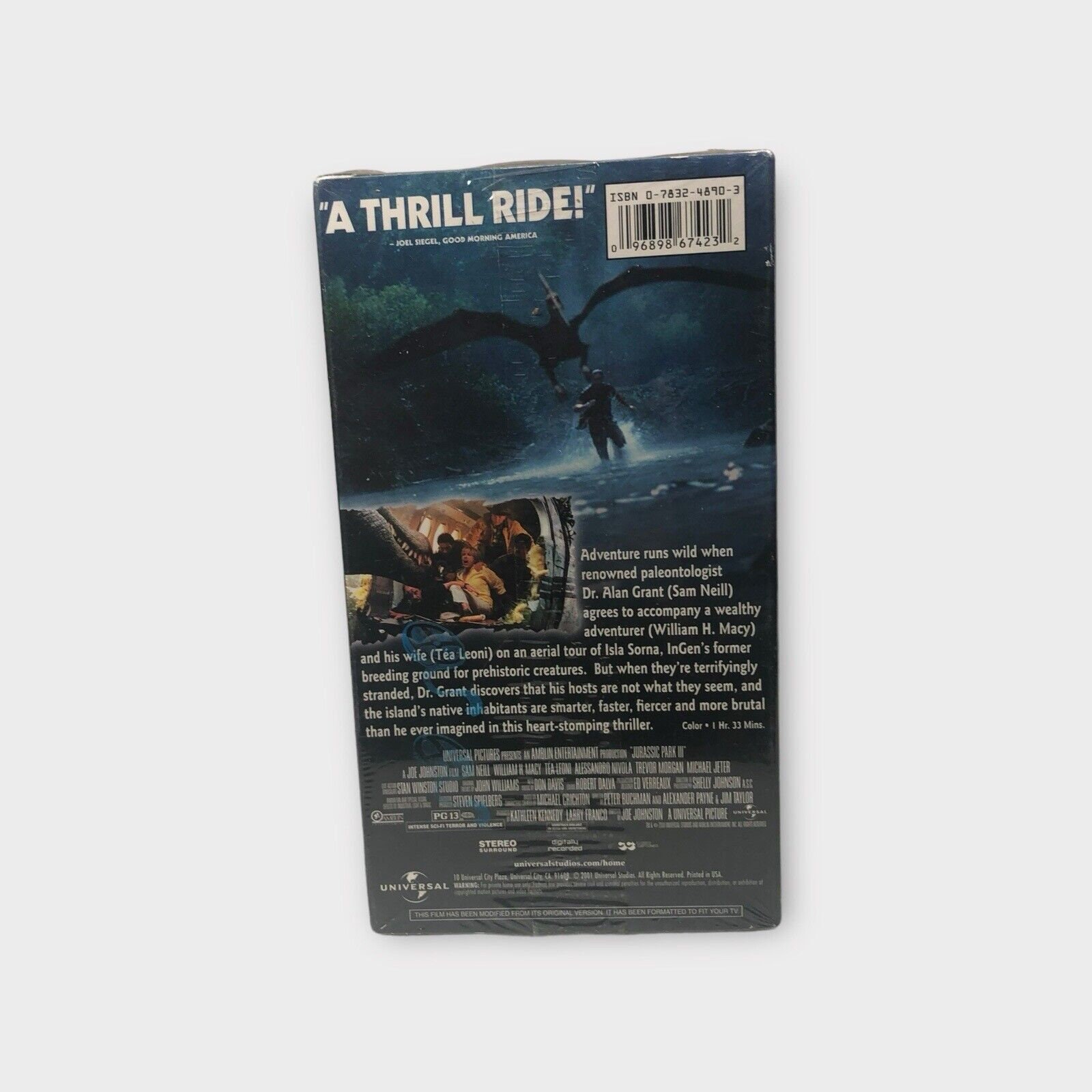 Jurassic Park Iii Vhs Tape New Sealed 2001 Pg-13 Watermarks Universal ...