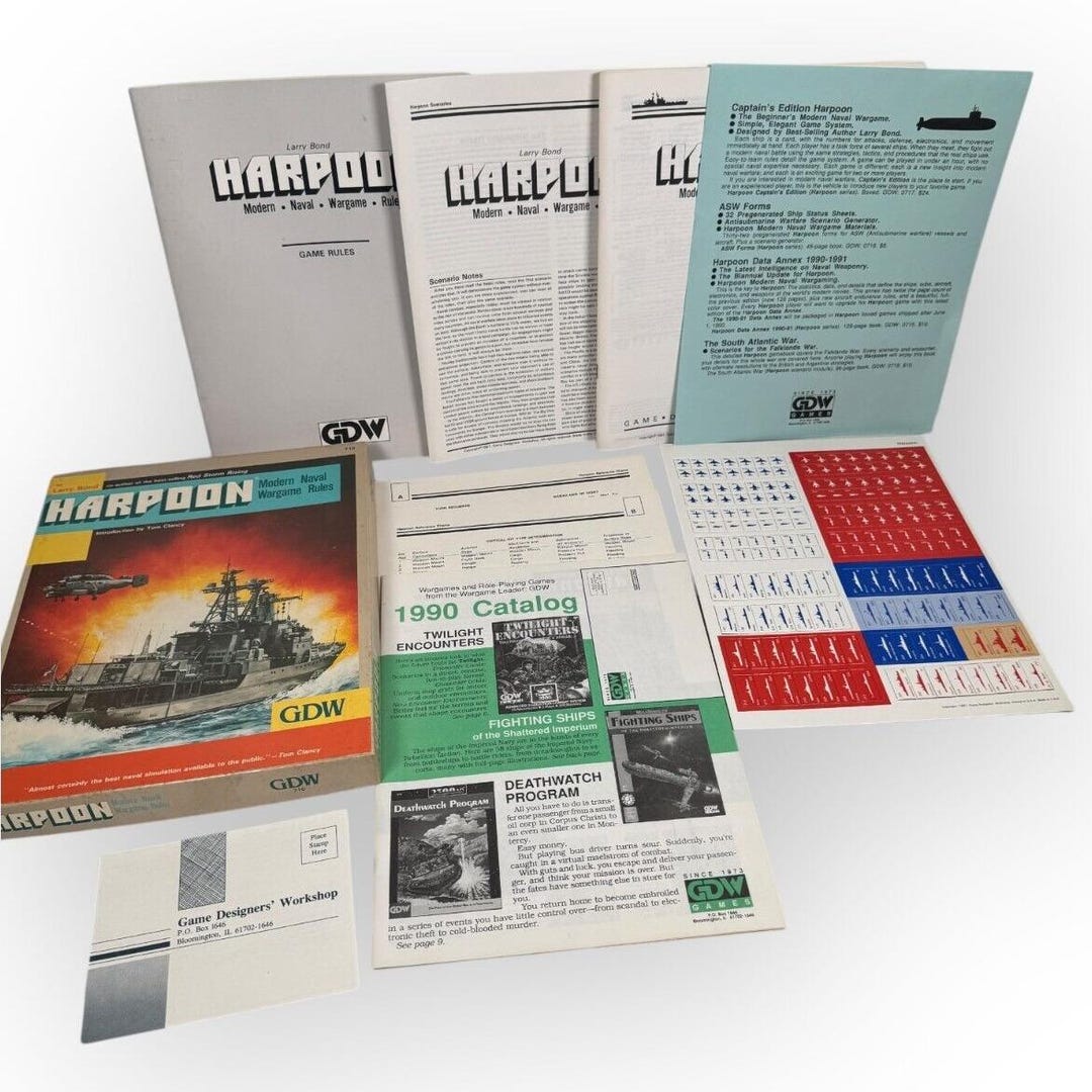 GDW 1987 HARPOON: Modern Naval Wargame Rules by Larry Bond Unpunched ...