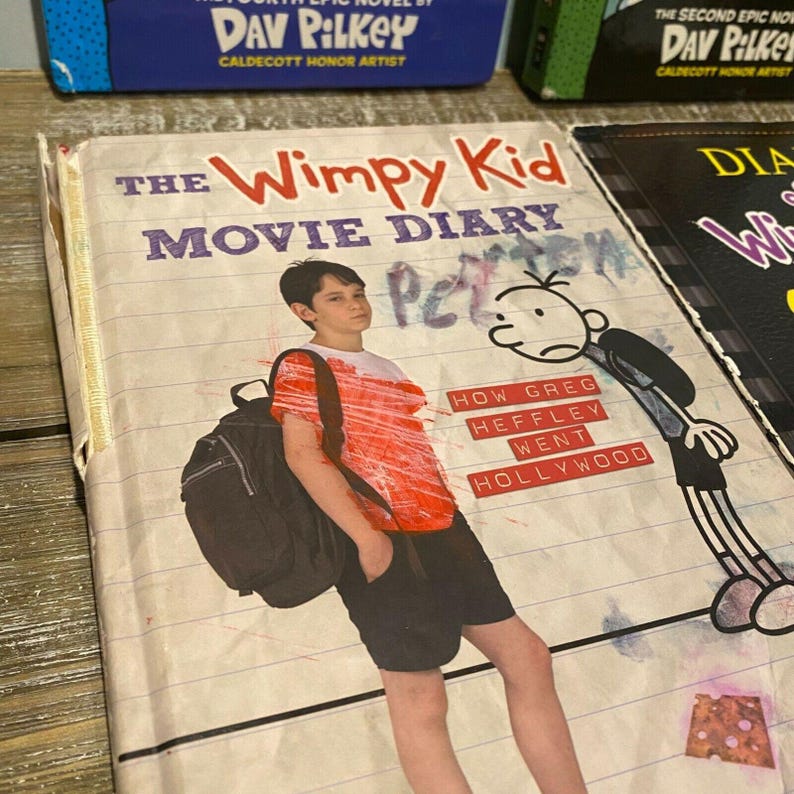 9x Book Lot Diary of A Wimpy Kid & Captain Underpants by Jeff Kinney ...