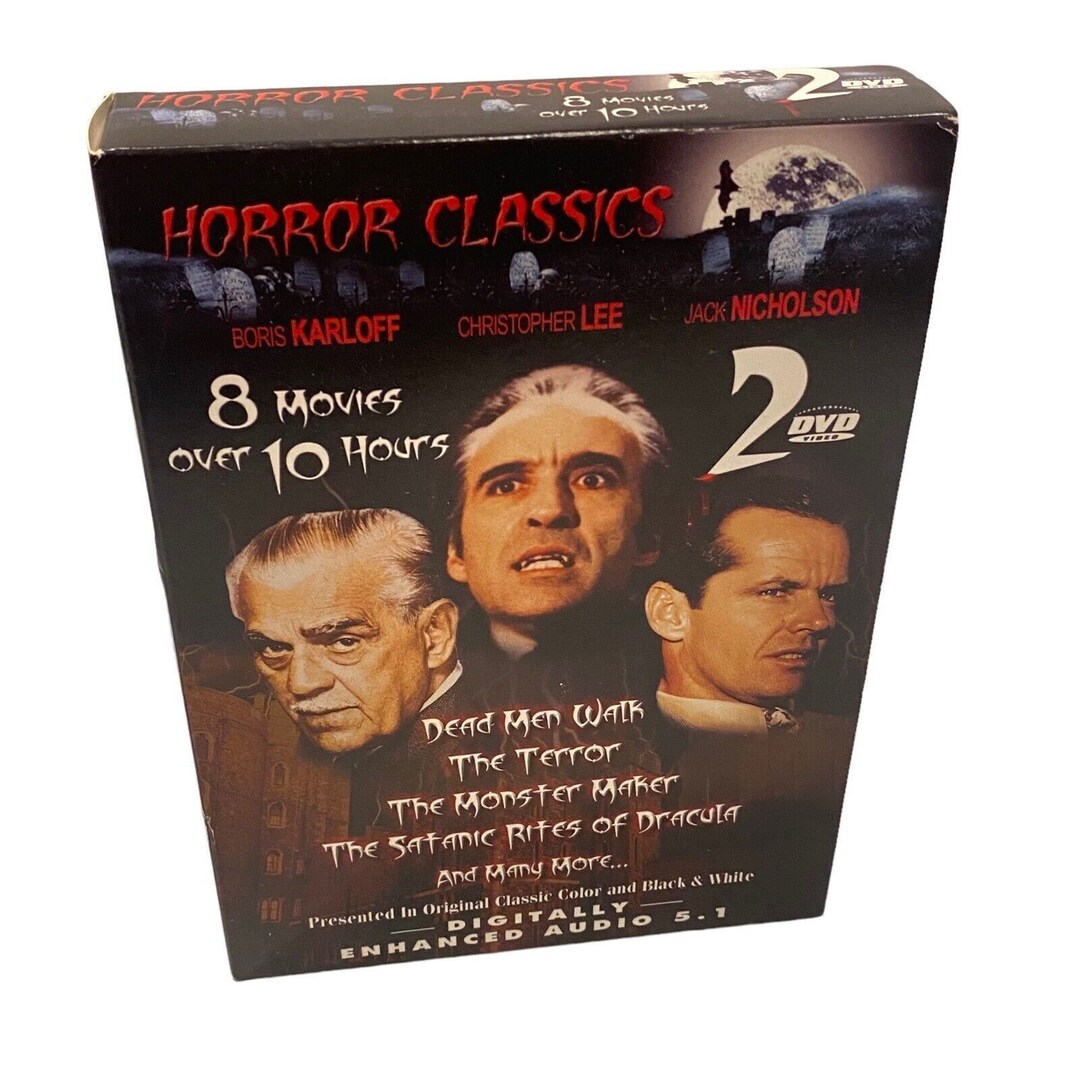Horror Classics DVD Set 4 Movies Boris Karloff Christopher Lee Jack ...