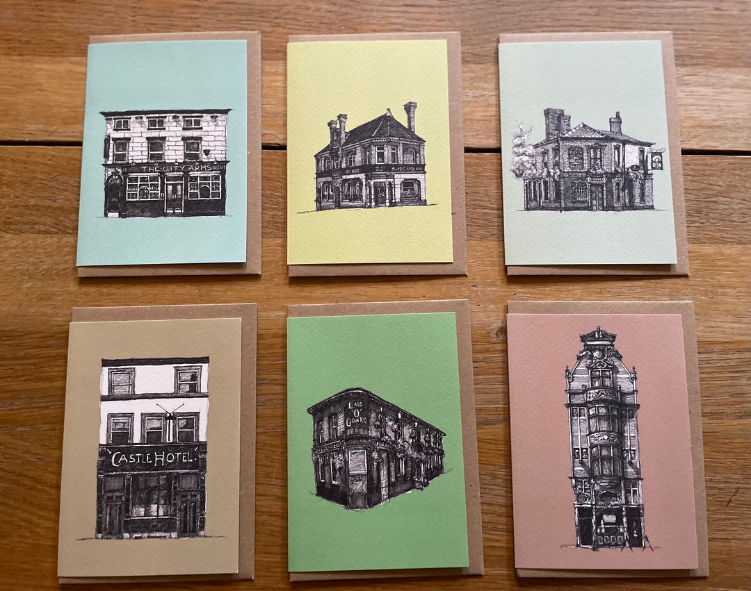 6 X A6 Greeting Cards - Iconic Pubs of Manchester - Etsy