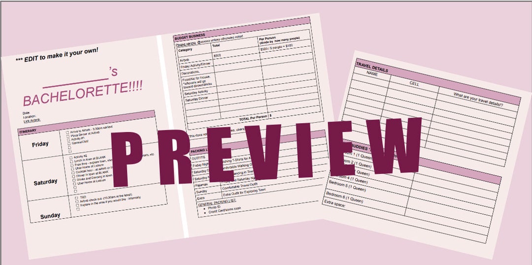 Bachelorette Guest Checklist - Etsy