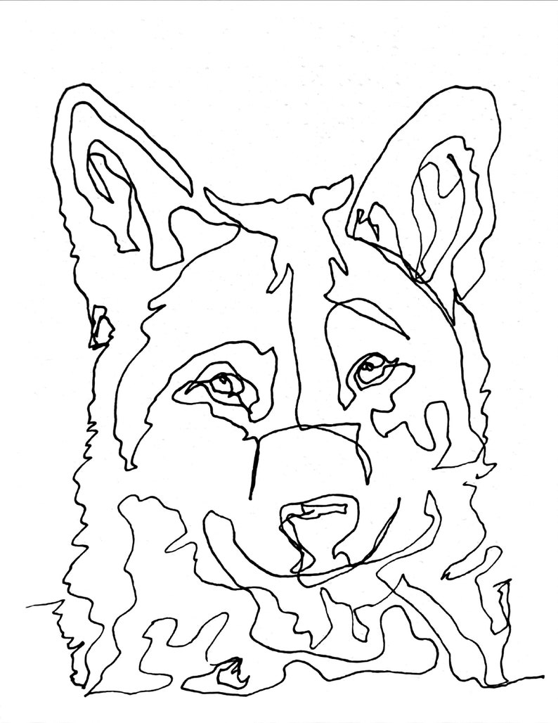 Wolf One Line Drawing - Etsy