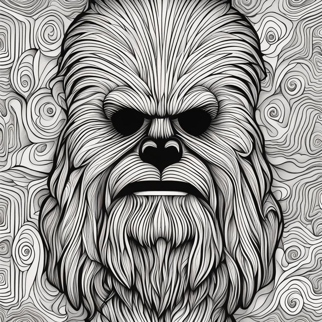 Chewbacca Line Drawing Impression, Star Wars Inspired Digital Download ...