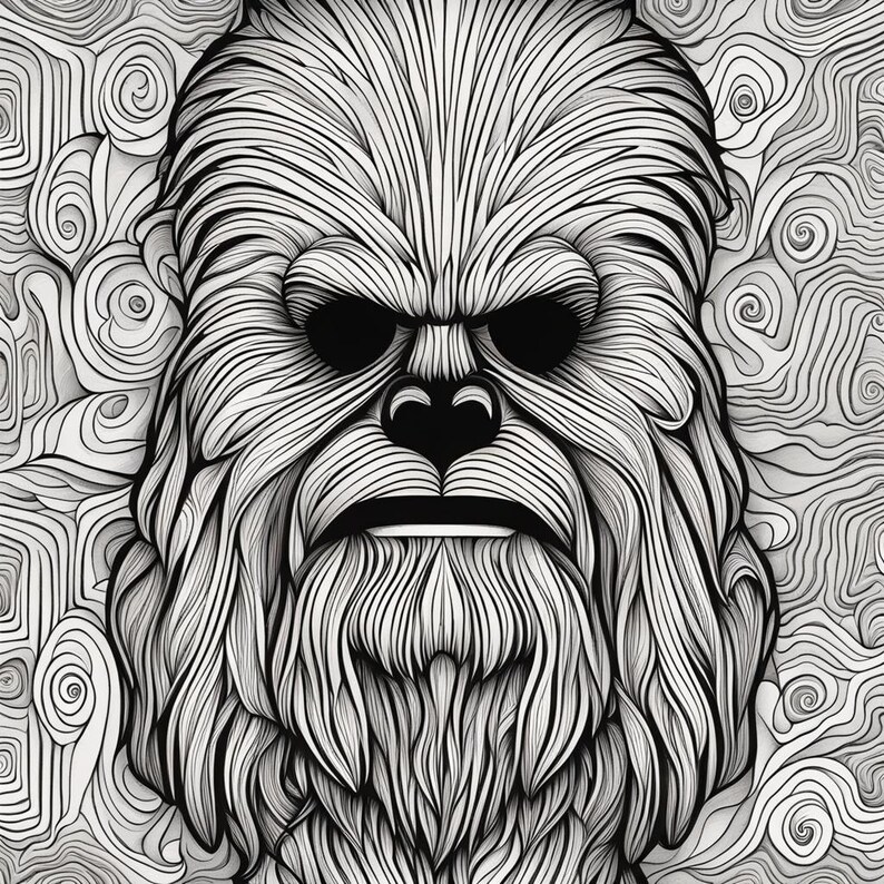Chewbacca Line Drawing Impression, Star Wars Inspired Digital Download ...