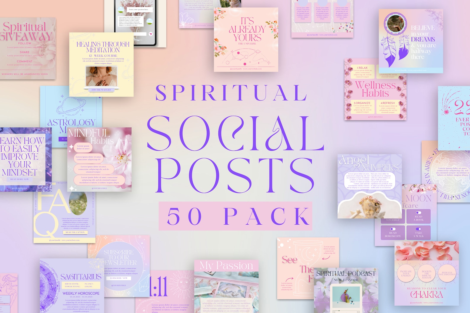 Spiritual Instagram Post Templates, Law of Attraction, Astrology ...