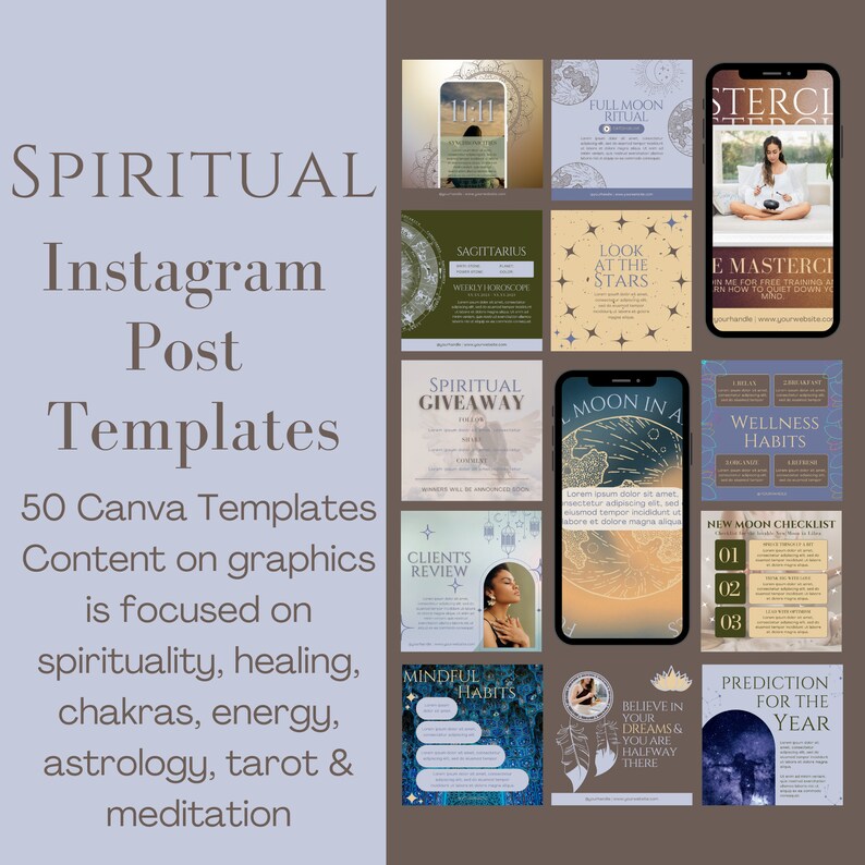 Spiritual Instagram Post Templates, Law of Attraction Coach, Astrology ...