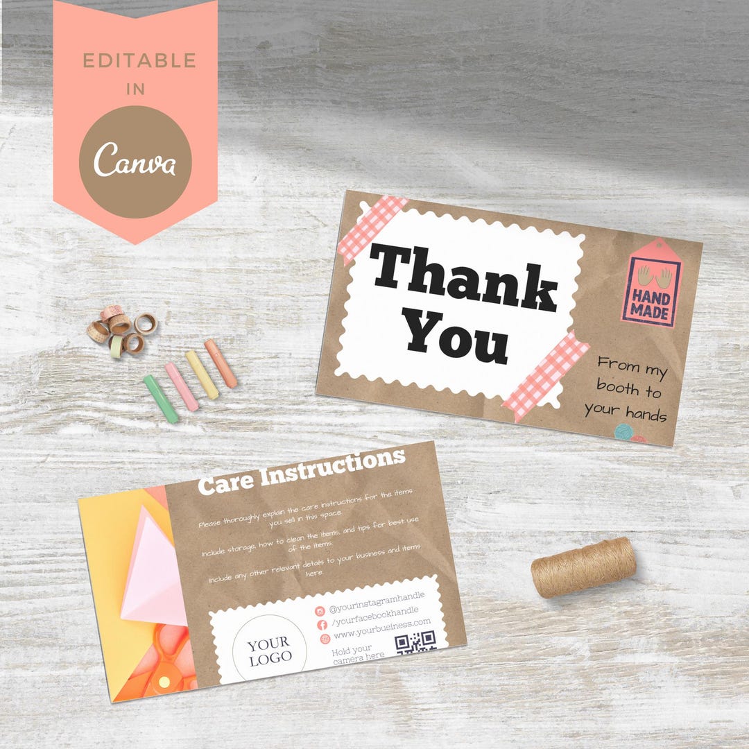 Craft Fair Thank You Card Template – Editable Canva Small Business ...
