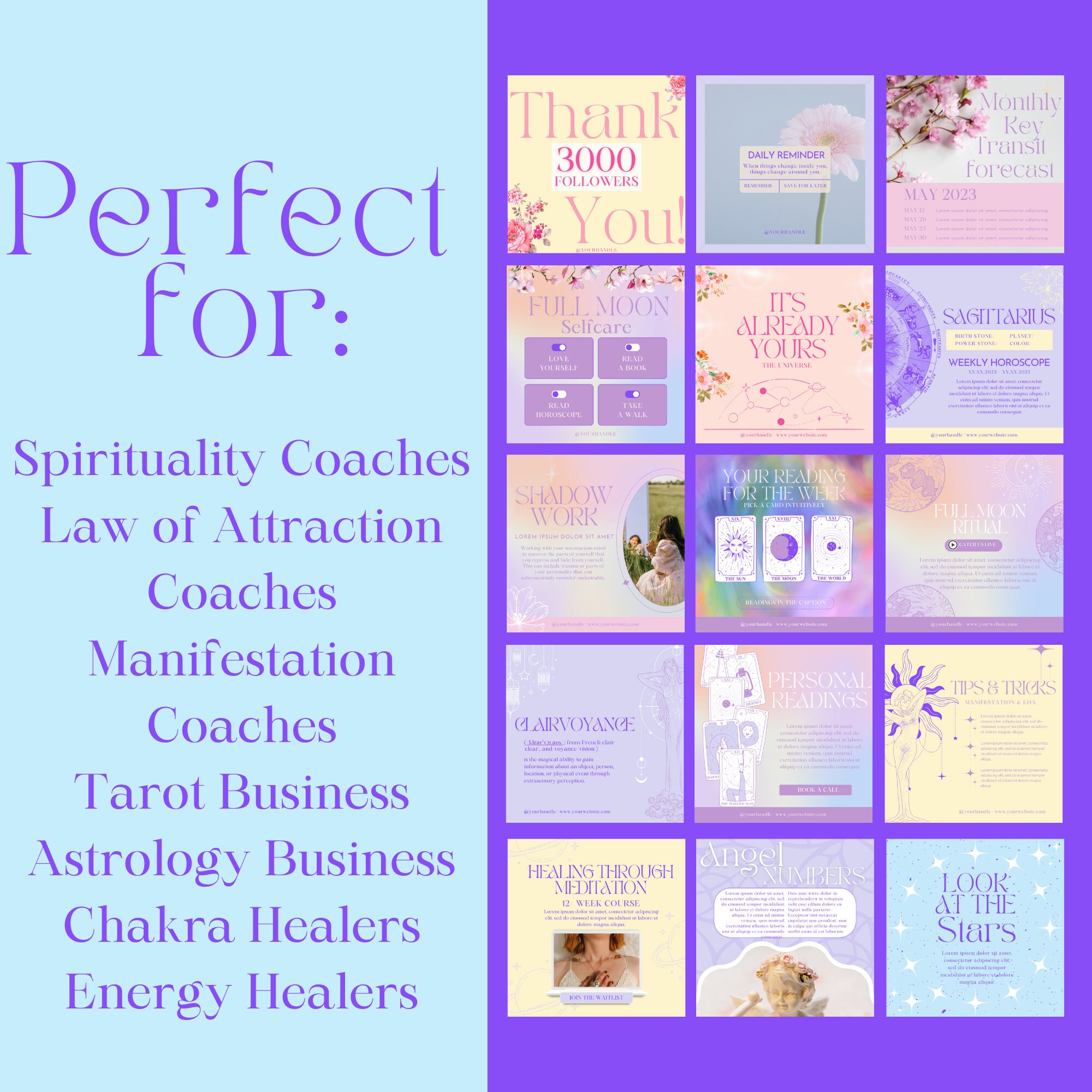 Spiritual Instagram Post Templates, Law of Attraction, Astrology ...