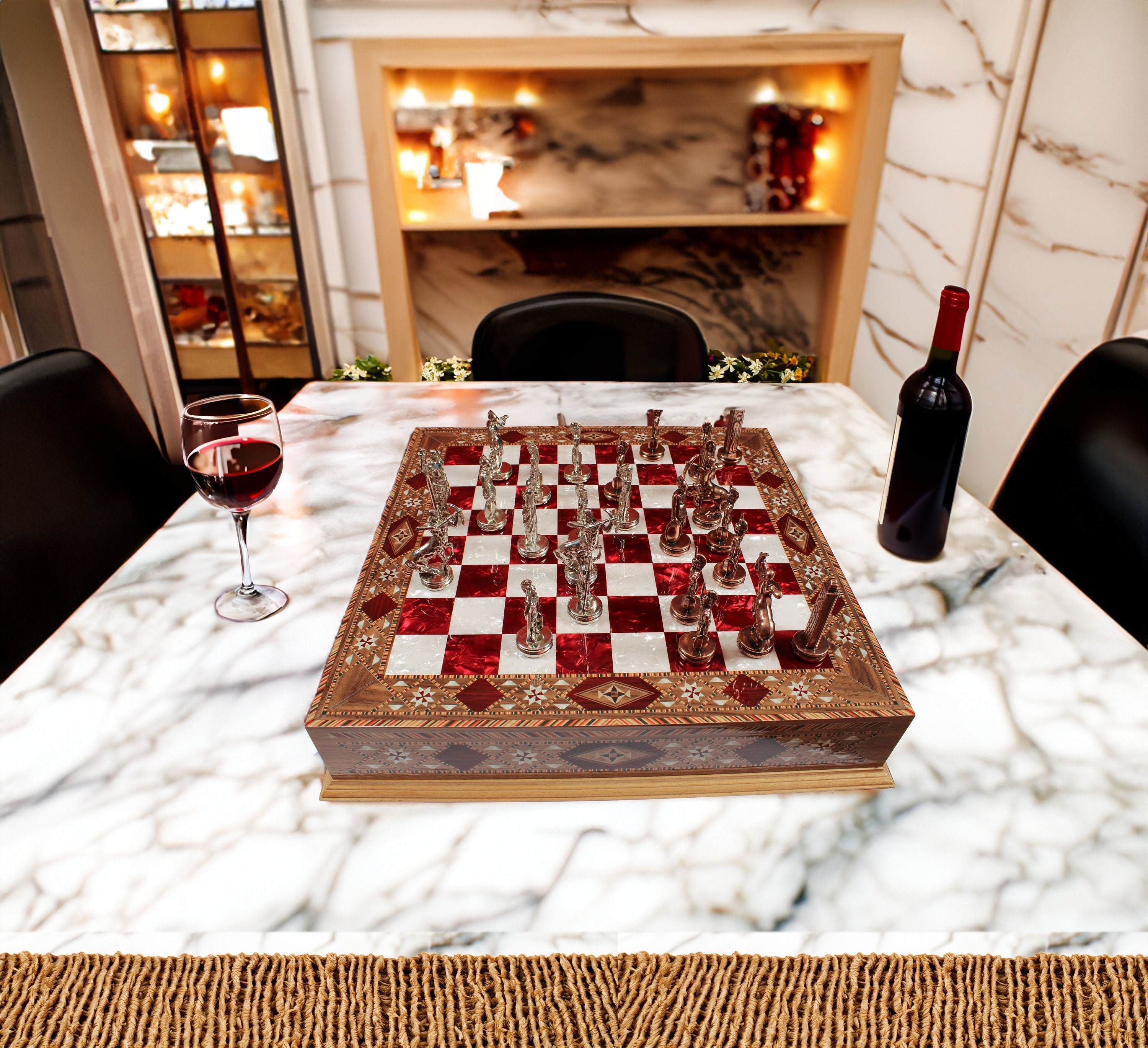 Wooden Chess Set Chess Set With Board Chess Decorative - Etsy Australia