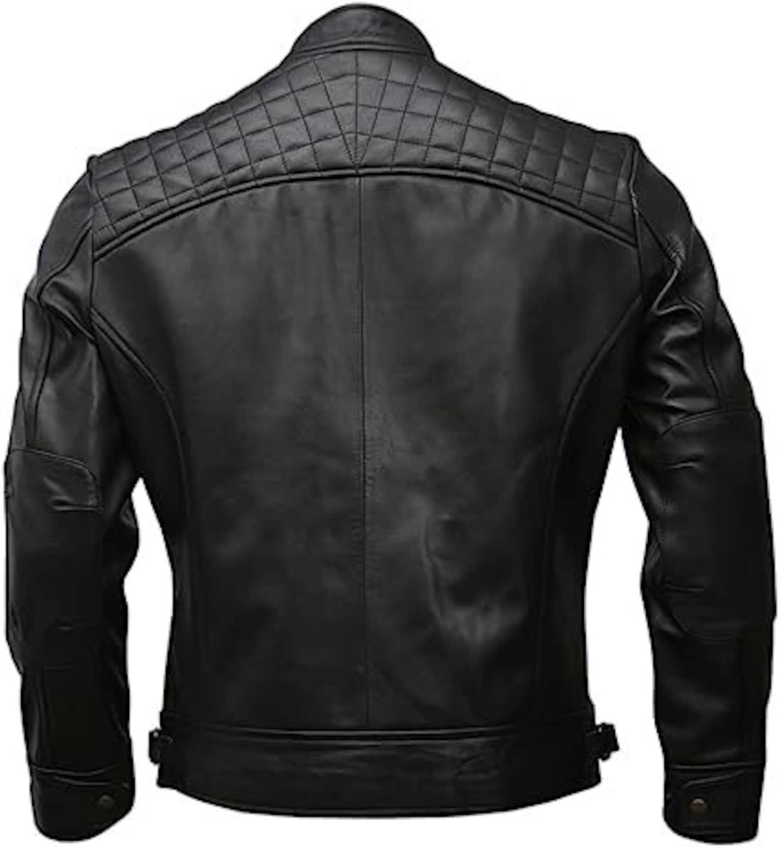 Mens Genuine Leather Biker Jacket Black Lambskin Motorcycle Jackets for ...