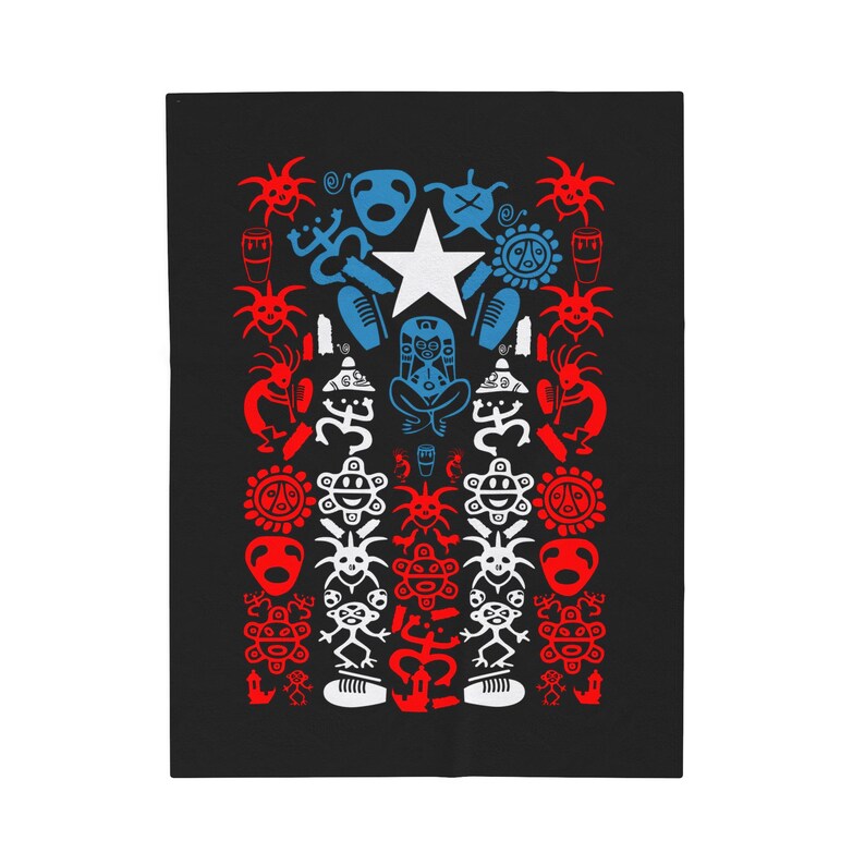 Taino Symbol Puerto Rican Flag Velveteen Plush Blanket - Etsy