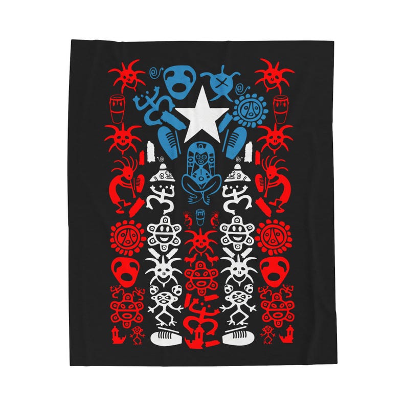 Taino Symbol Puerto Rican Flag Velveteen Plush Blanket - Etsy