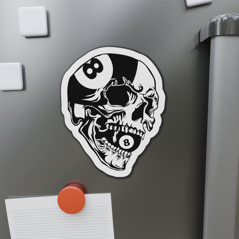 8 Ball Skull Die-cut Magnets Pool/billards - Etsy