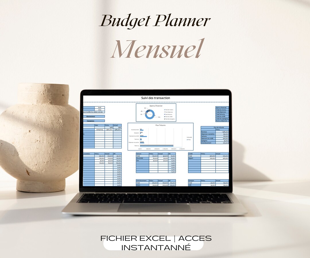 MONTHLY BUDGET PLANNER in French, Budget Planner Finance Model, Budget ...