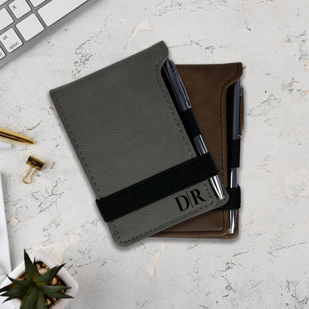 Personalized Vegan Leather Mini Notepad With Pen: Engraved Pocket ...