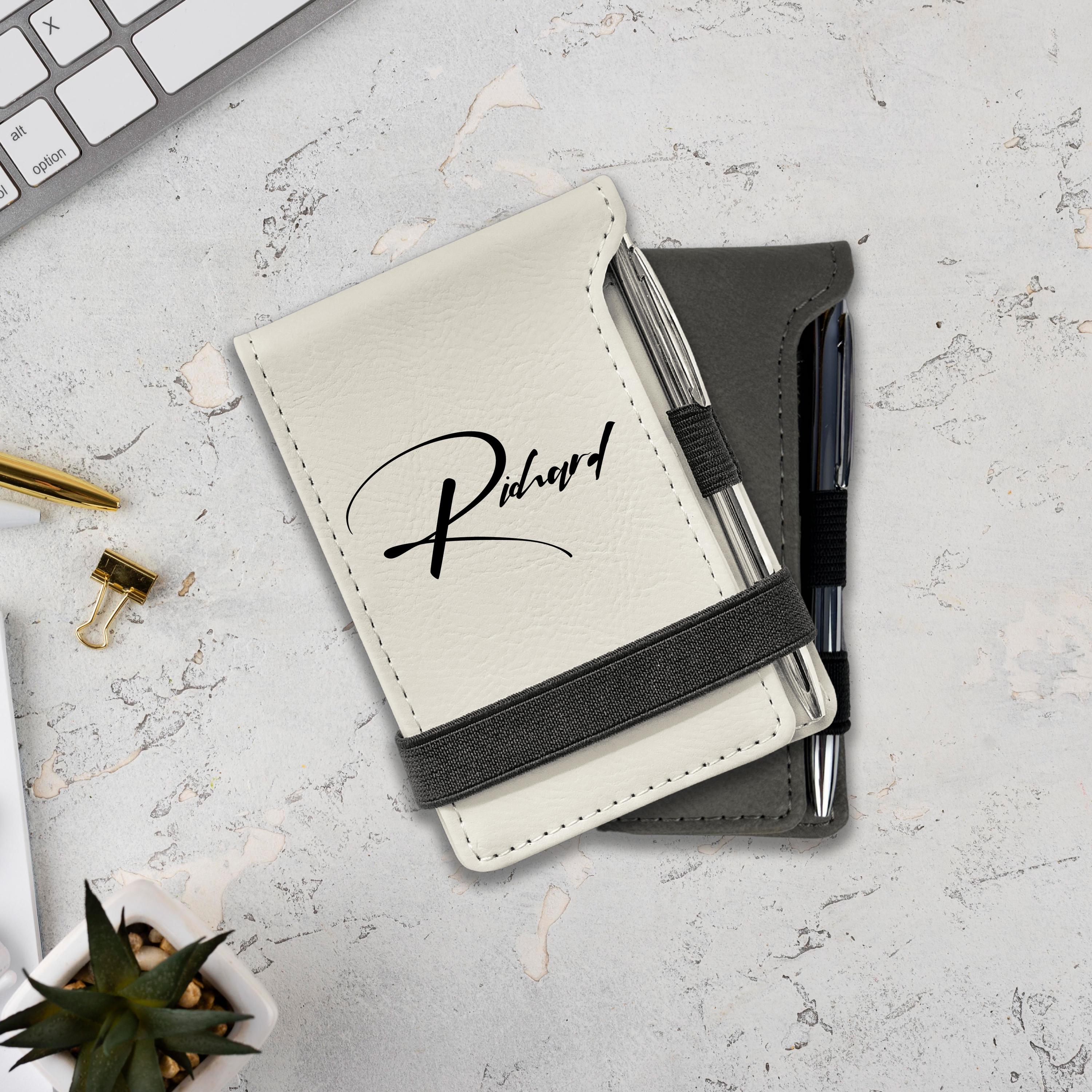 Personalized Vegan Leather Mini Notepad With Pen: Engraved Pocket ...