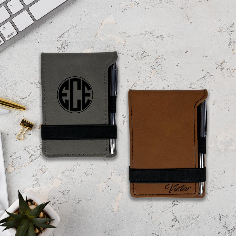 Personalized Vegan Leather Mini Notepad With Pen: Engraved Pocket ...