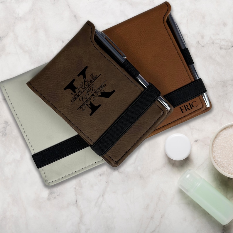 Personalized Leather Pocket Notepad With Pen: Engraved Mini Notebook - Etsy