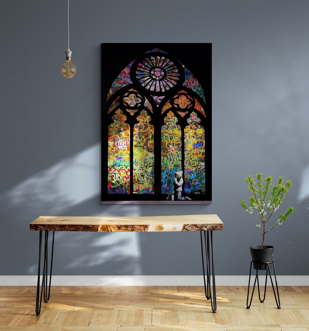 Stained Glass Boy by Banksy Bright Print Art Canvas Pop Art - Etsy