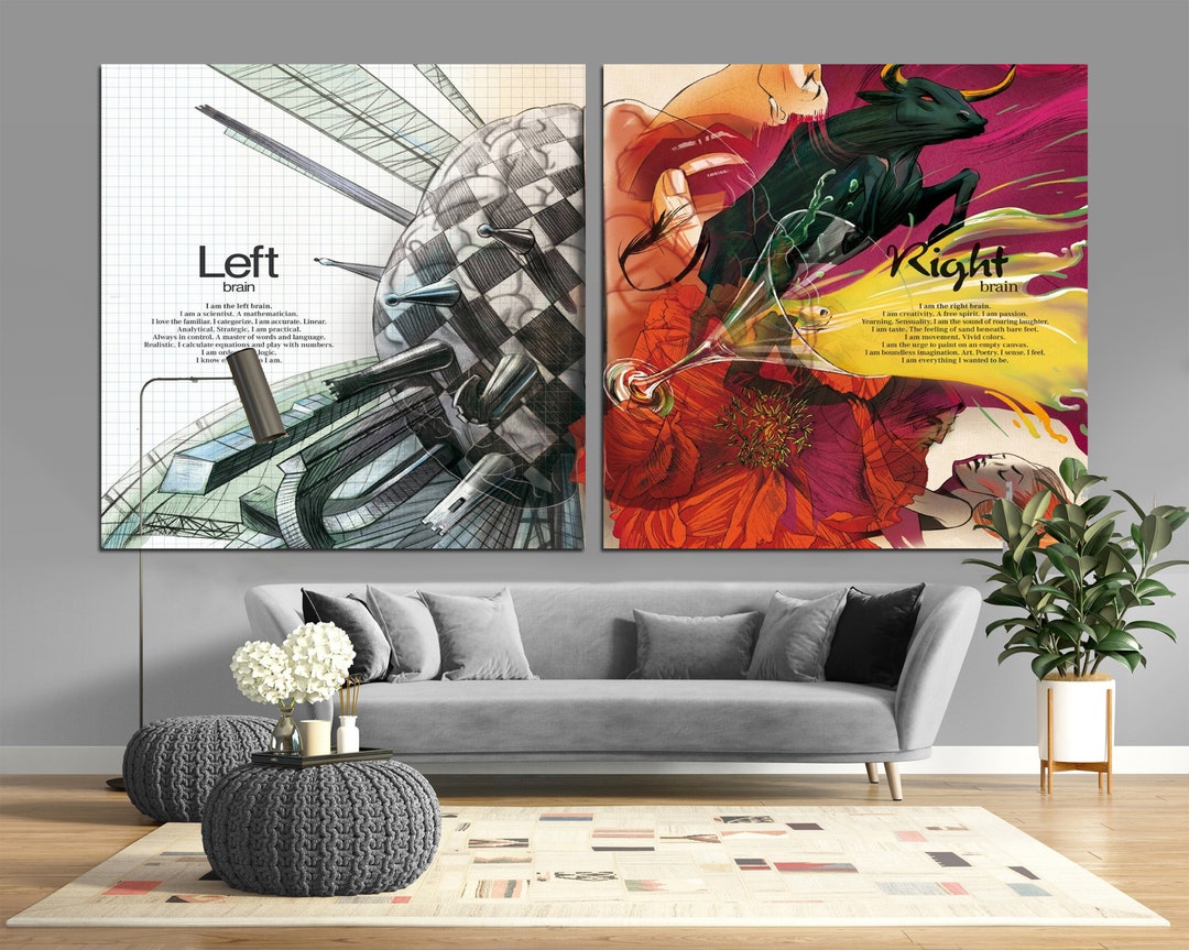 Left Brain and Right Brain Colorful Graffiti Mural Style Wall Art Urban ...