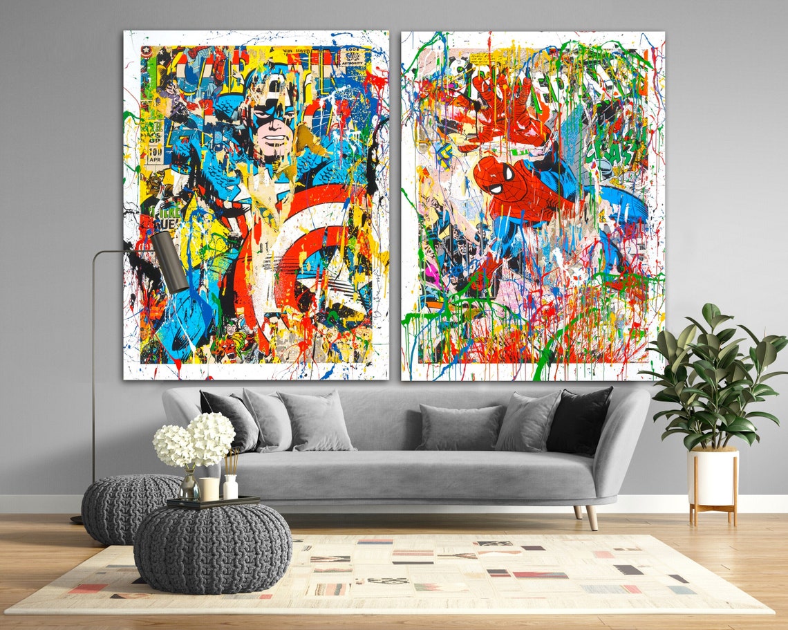 Superhero Bright Street Pop Art Canvas Print Wall Decor Modern ...