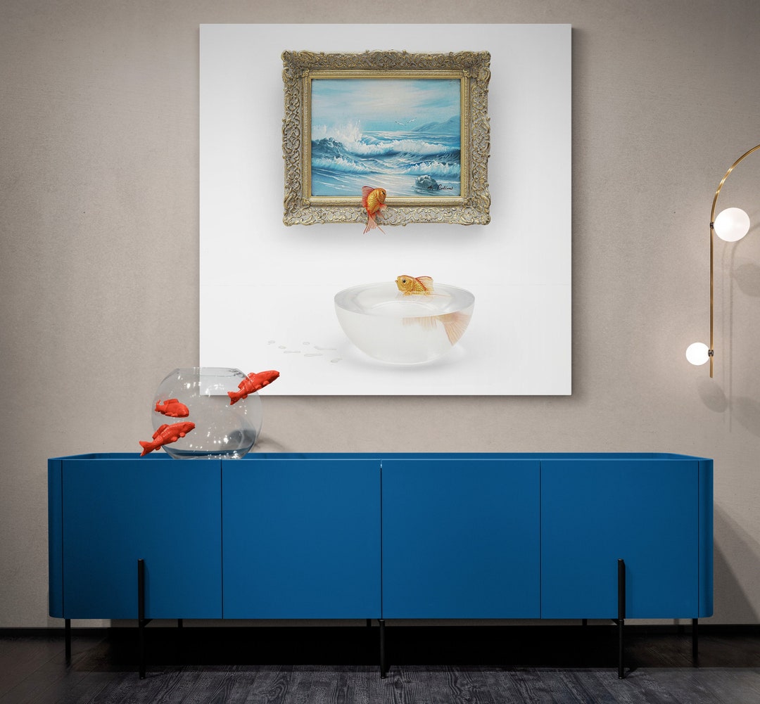 Goldfish by Banksy Bright Print Art Canvas Modern Wall Art Print Large ...