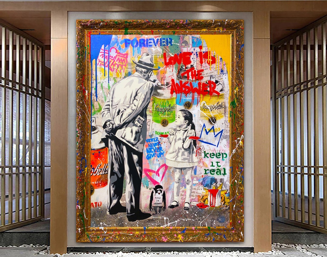 Love is Printable Canvas Bright Wall Art Extra Large Graffiti Pop Style ...