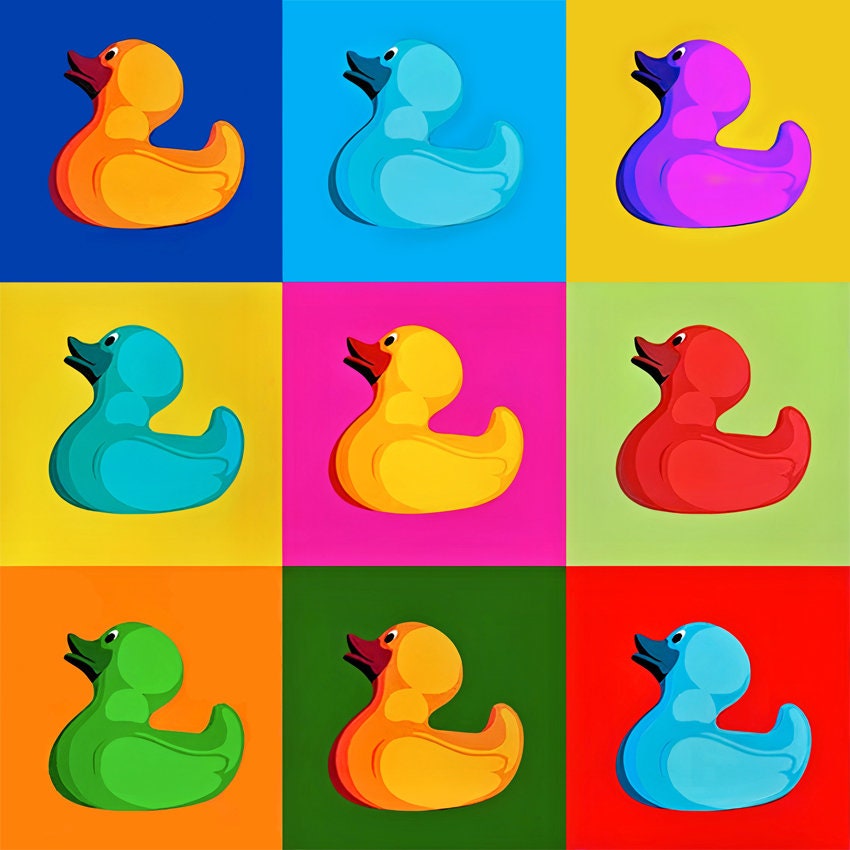 Rubber Duck Andy Warhol Style Bright Pop Art Canvas Modern Wall Art ...