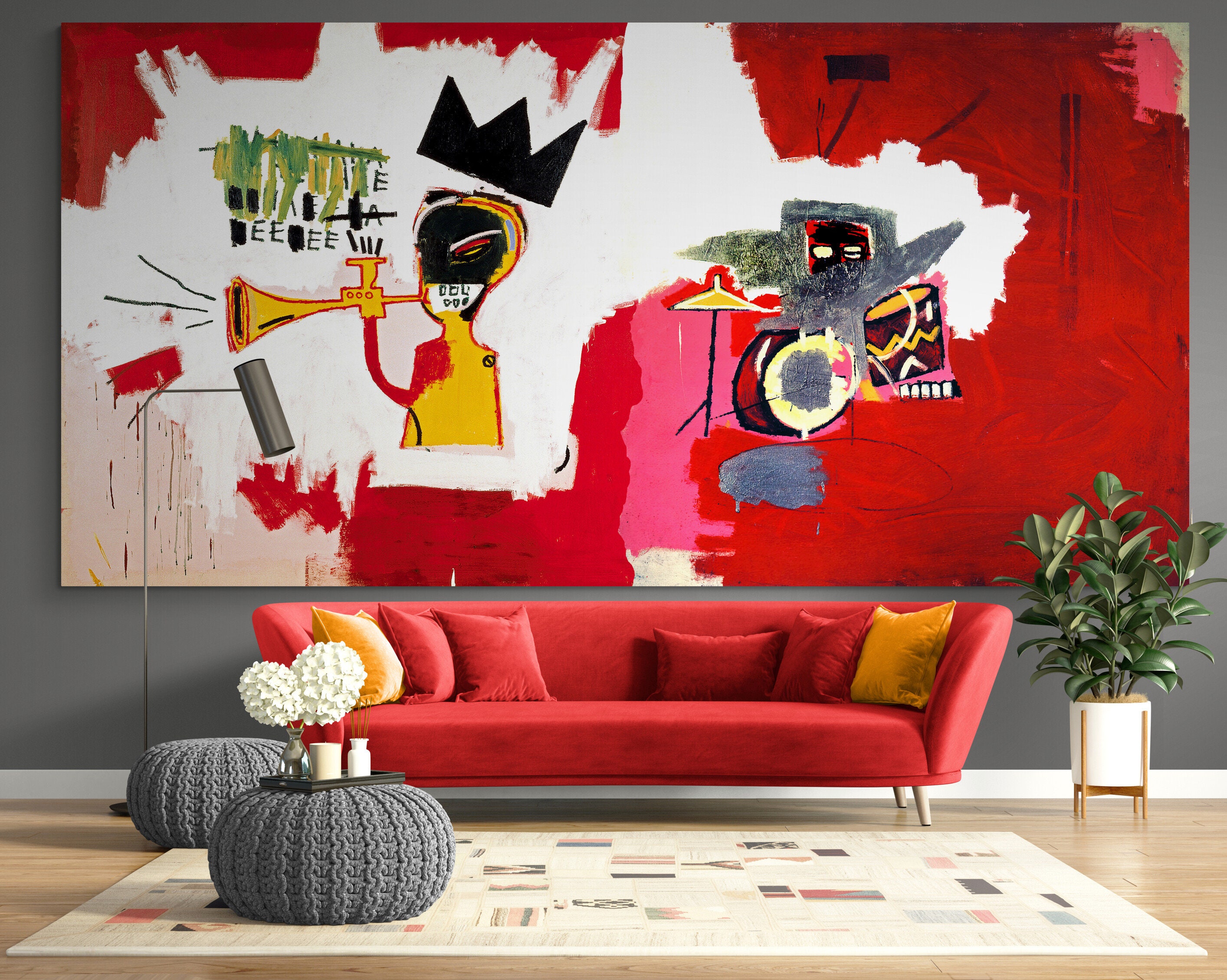 Orchestra Extra Large Graffiti Mural Style Wall Art Urban Red Painting ...
