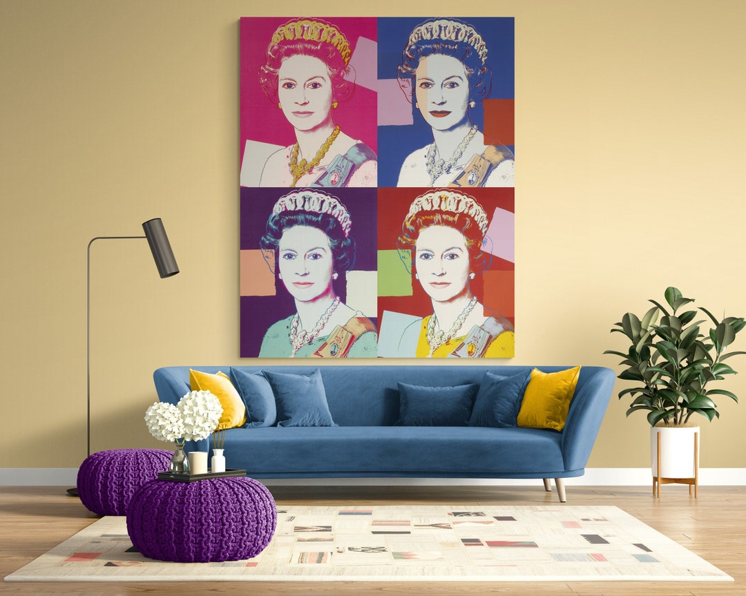 Queen Elizabeth II by Andy Warhol Bright Large Graffiti Style Wall Art ...
