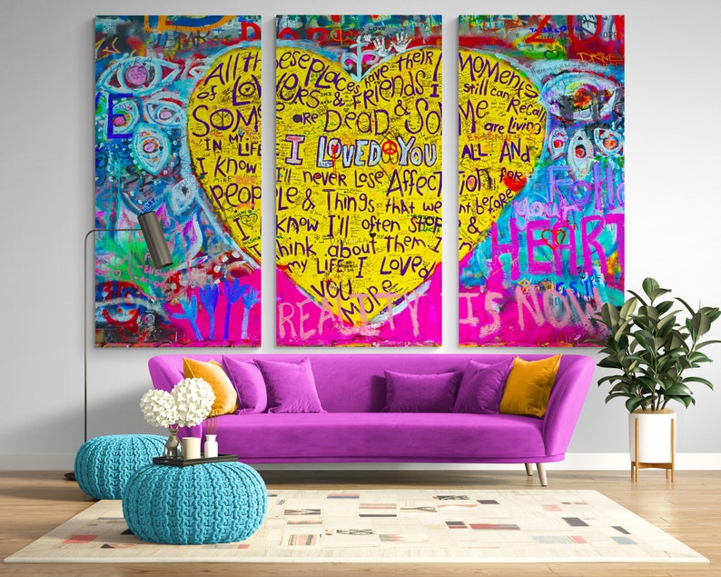 Graffiti Love Heart Colorful Bright Street Pop Art Canvas Print Wall ...