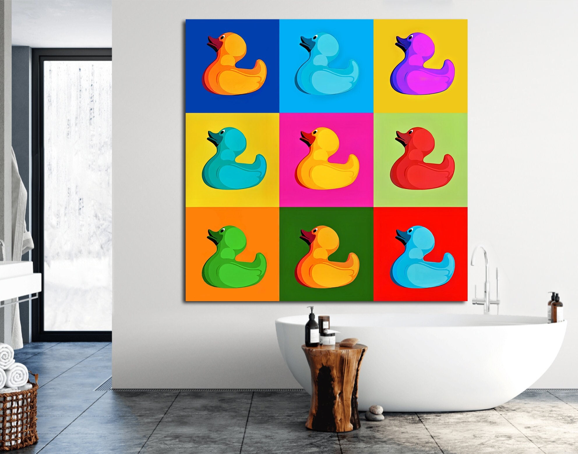 Rubber Duck Andy Warhol Style Bright Pop Art Canvas Modern Wall Art ...