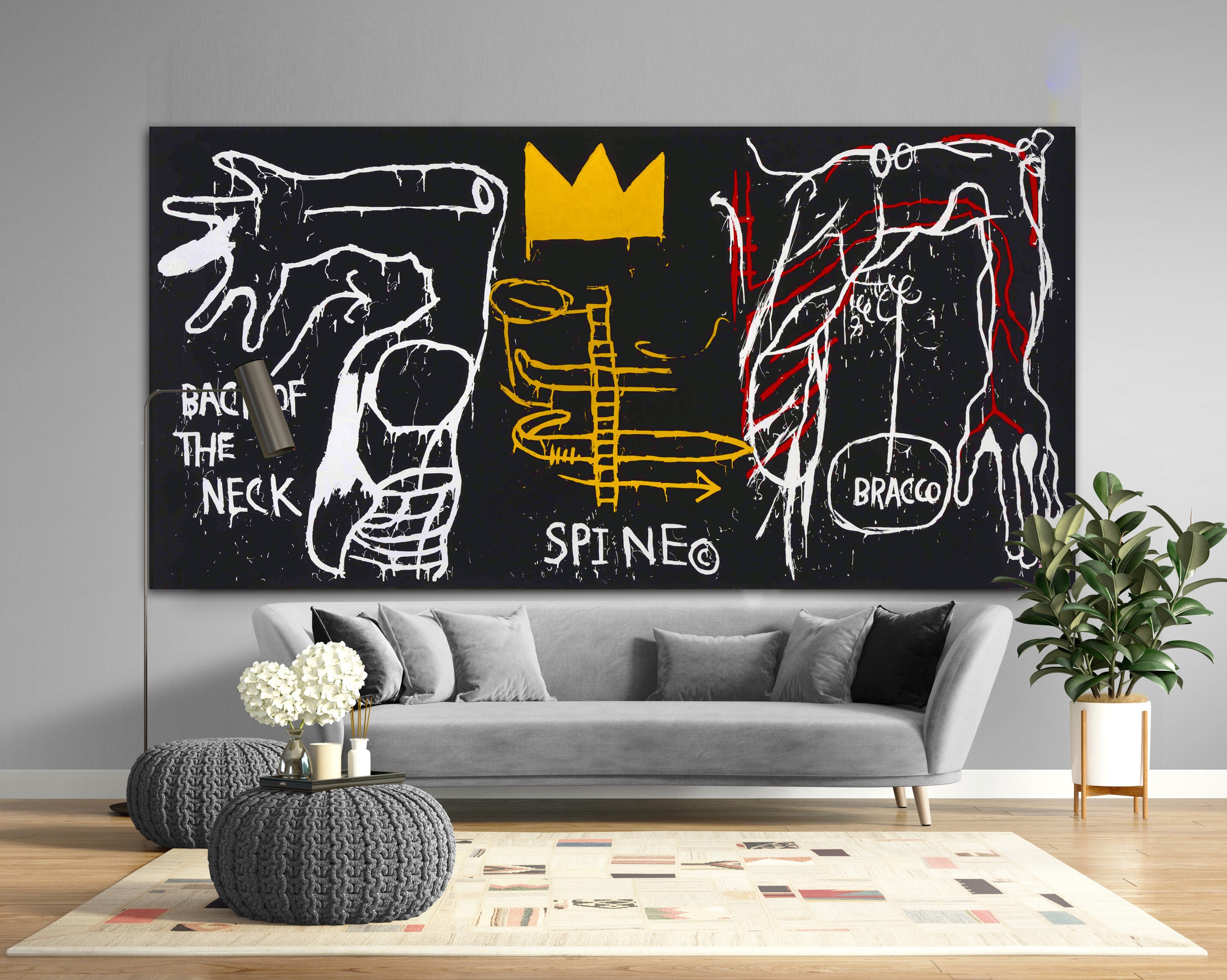 Back of the Neck Extra Large Graffiti Style Wall Art Urban Red Painting ...