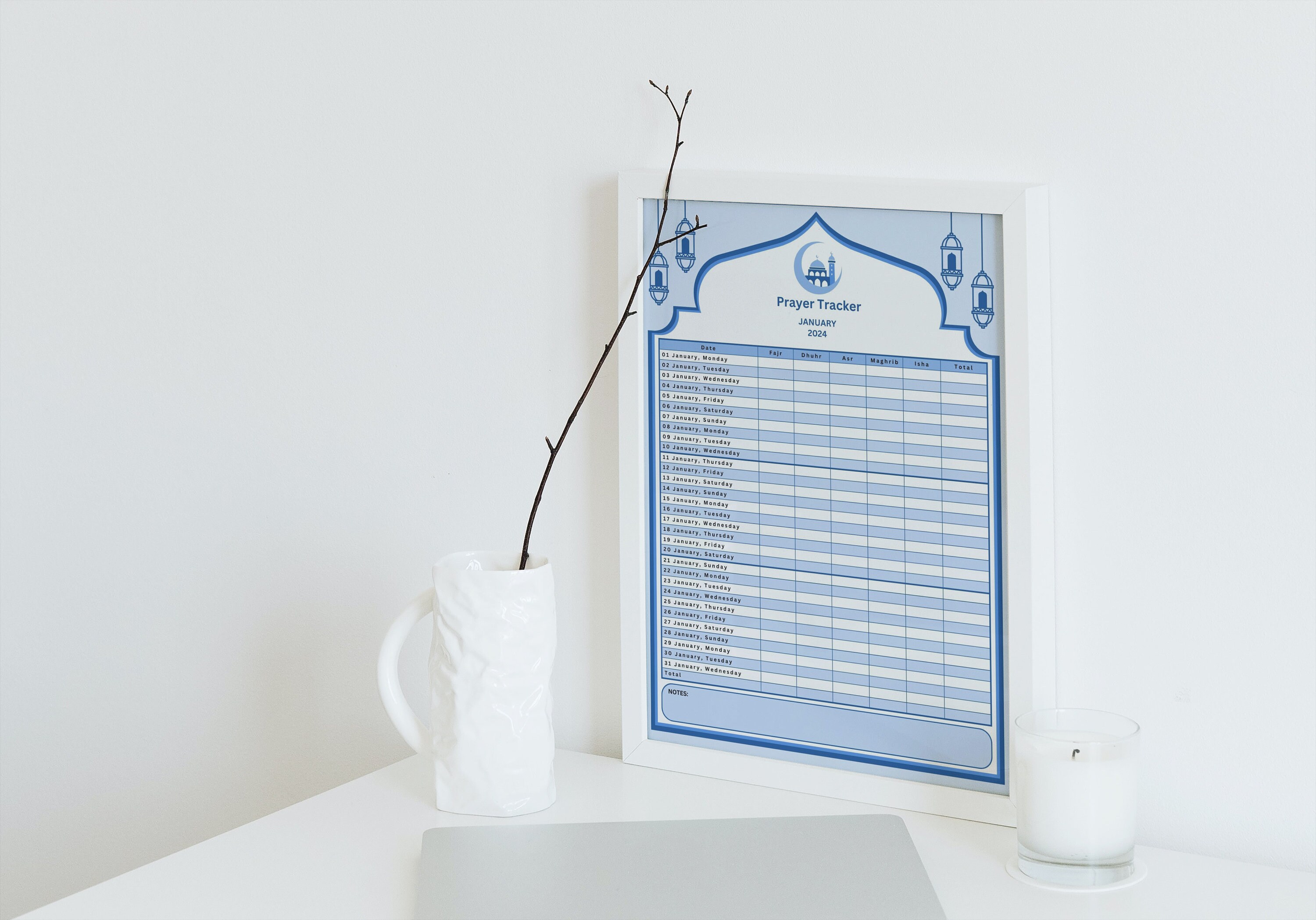 Monthly Salah Tracker 2024 Prayer Namaz Blue - Etsy