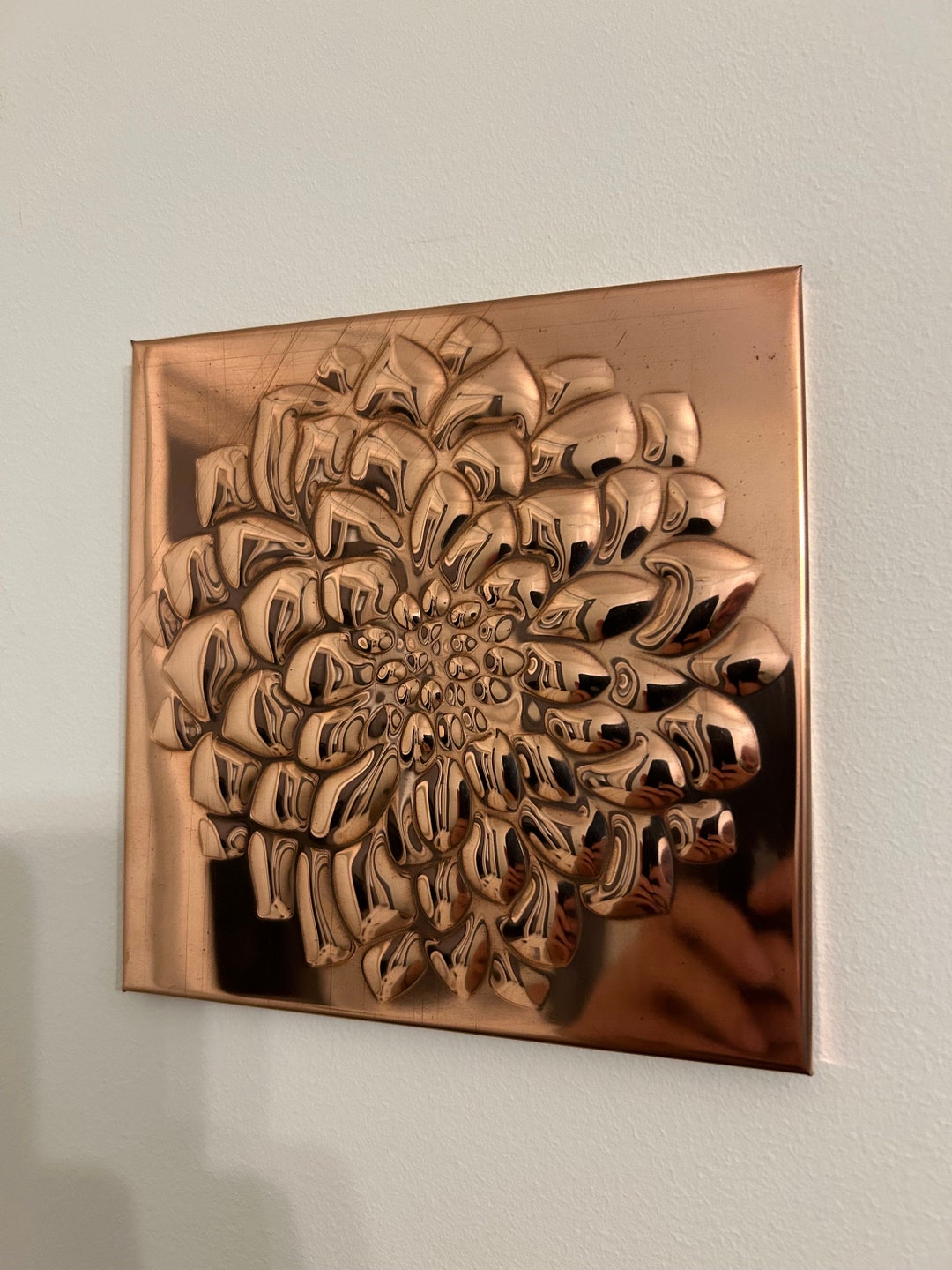Dahlia Flower Copper Panel Backsplash, Copper Tile Wall Decor - Etsy