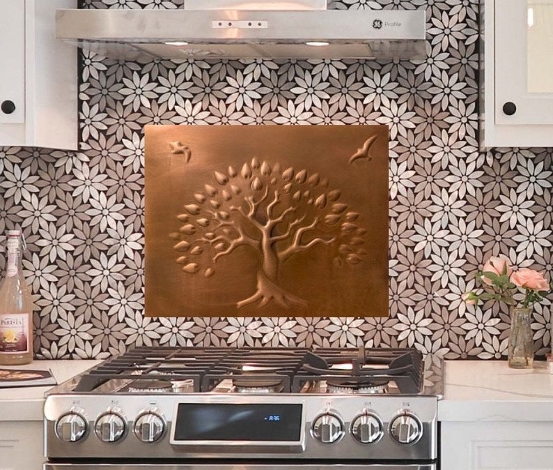 Tree of Life Copper Panel Backsplash, Elegant Copper Tile Wall Decor - Etsy